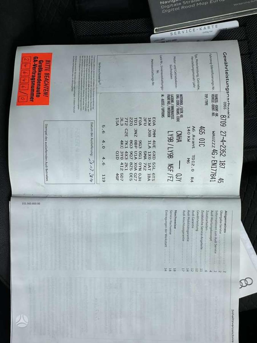 Черный Ауди А6 2014 в Каунас, объемом двигателя 1.97 л и пробегом 297 тыс. км за 8700 €, фото 23 на AUTOMOTO.COM.LV