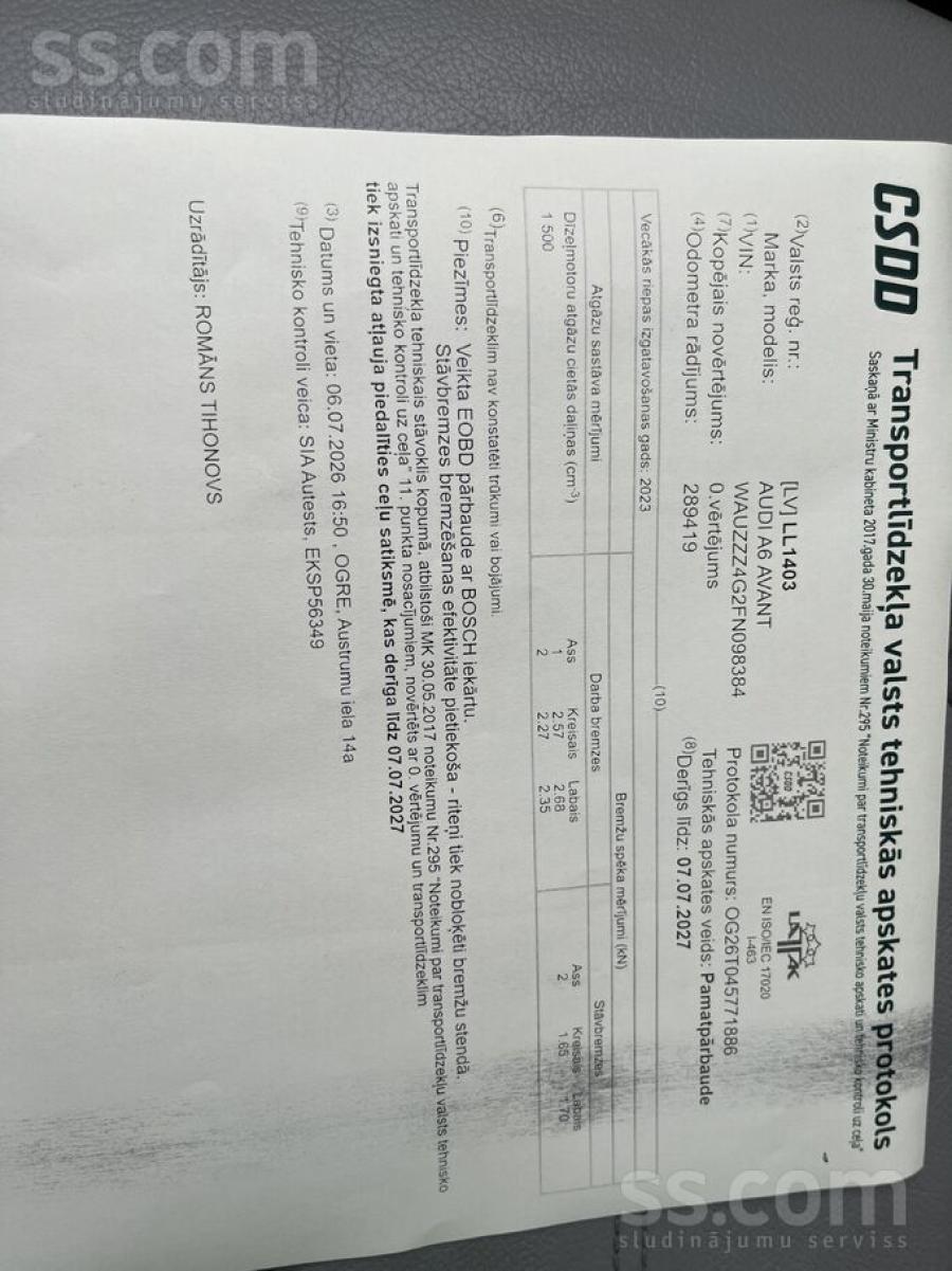 Black Audi A6 2015 in Ogre, with an engine capacity of 3.00 L and mileage of 289 thousand km for 11600 €, photo 8 on AUTOMOTO.COM.LV