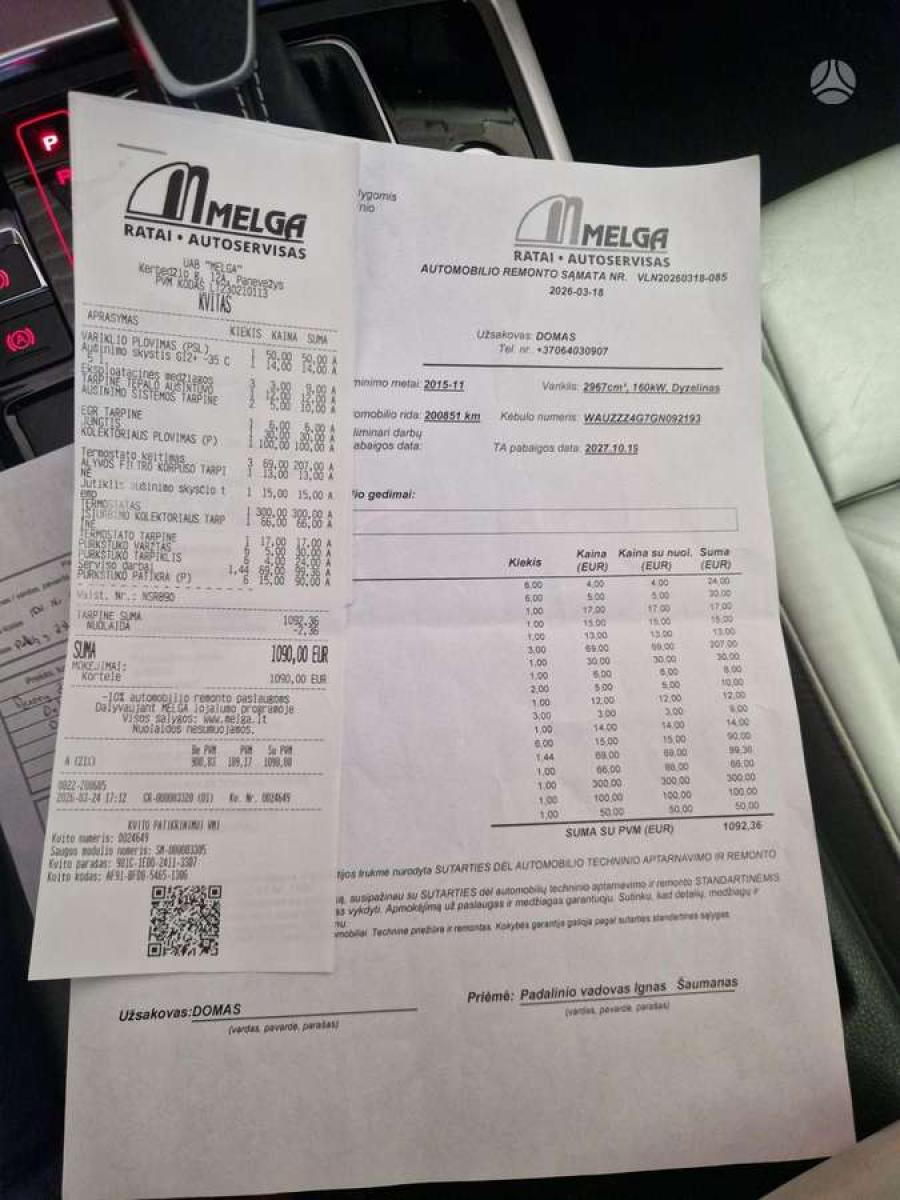 Черный Ауди А6 2015 в Вильнюс, объемом двигателя 2.97 л и пробегом 205 тыс. км за 11900 €, фото 14 на AUTOMOTO.COM.LV