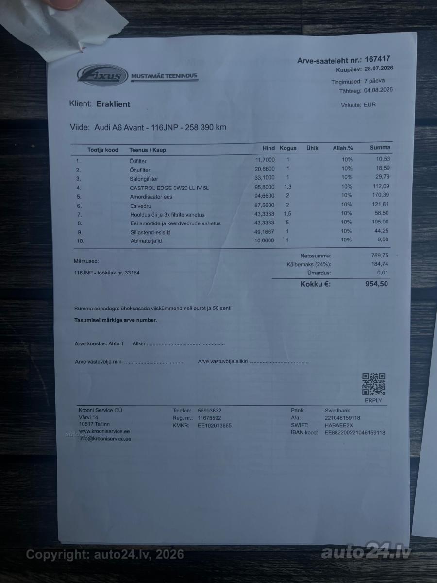 Черный Ауди А6 2017 в Таллин, объемом двигателя 3.00 л и пробегом 262 тыс. км за 20800 €, фото 23 на AUTOMOTO.COM.LV