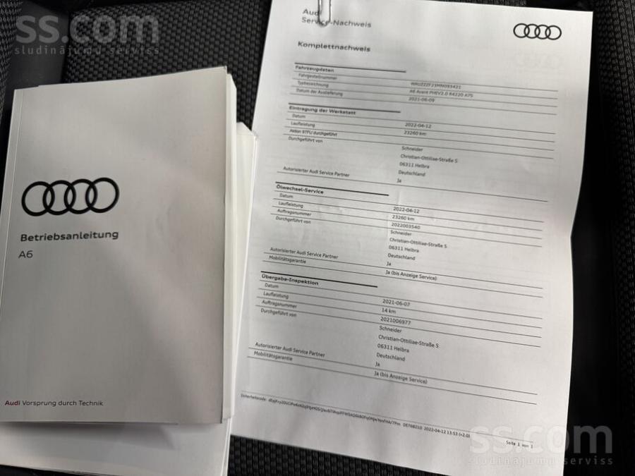 Black Audi A6 2021 in Riga, with an engine capacity of 2.00 L and mileage of 154 thousand km for 28900 €, photo 27 on AUTOMOTO.COM.LV
