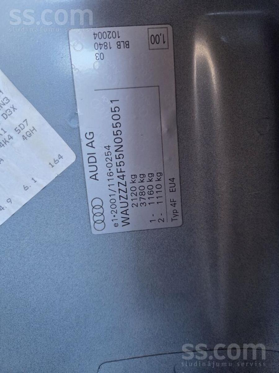 Zils Audi A6 2004 Jēkabpils, ar dzinēja tilpumu 2.00 L un nobraukumu 323 tūkst. km par 4500 €, foto 18 vietnē AUTOMOTO.COM.LV