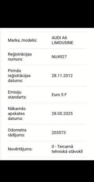 Zils Audi A6 2012 Rīga, ar dzinēja tilpumu 2.80 L un nobraukumu 203 tūkst. km par 10900 €, foto 4 vietnē AUTOMOTO.COM.LV