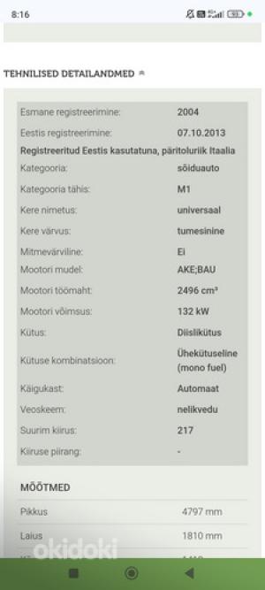 Blue Audi A6 2004 in Johvi, with an engine capacity of 2.50 L and mileage of 192 thousand km for 2000 €, photo 19 on AUTOMOTO.COM.LV