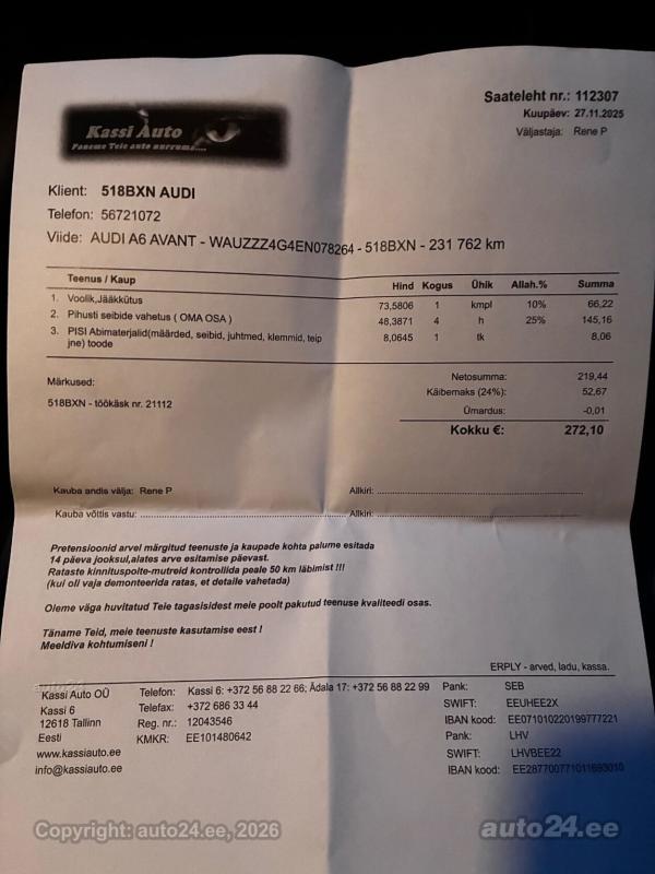 Zils Audi A6 2013 Tallina, ar dzinēja tilpumu 3.00 L un nobraukumu 232 tūkst. km par 11999 €, foto 11 vietnē AUTOMOTO.COM.LV