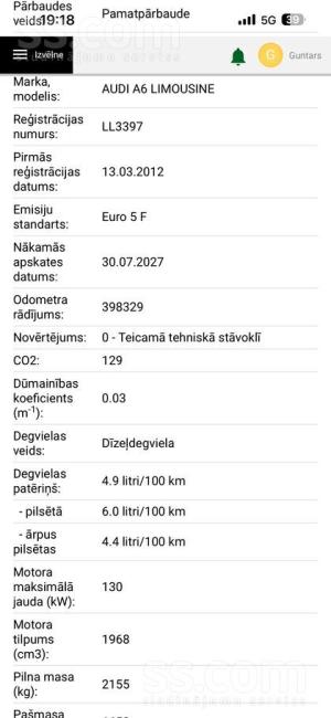 Brown Audi A6 2012 in Rezekne, with an engine capacity of 2.00 L and mileage of 398 thousand km for 7999 €, photo 10 on AUTOMOTO.COM.LV