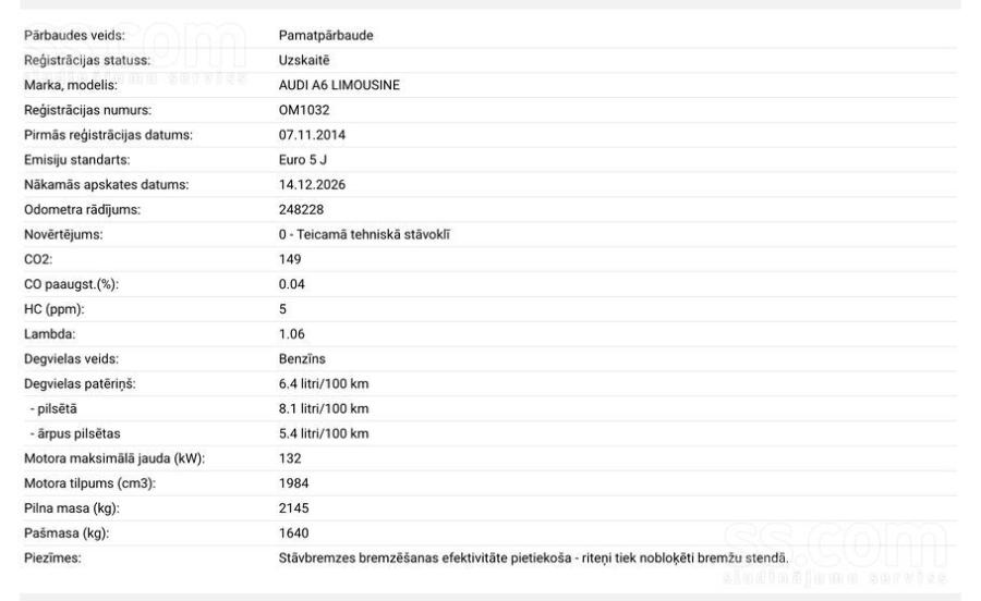 Brūns Audi A6 2014 Rīga, ar dzinēja tilpumu 2.00 L un nobraukumu 256 tūkst. km par 8900 €, foto 18 vietnē AUTOMOTO.COM.LV