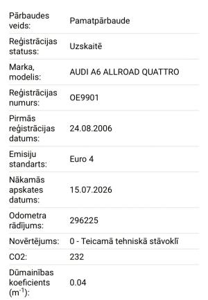 Brown Audi A6 2006 in Riga, with an engine capacity of 3.00 L and mileage of 296 thousand km for 4990 €, photo 38 on AUTOMOTO.COM.LV