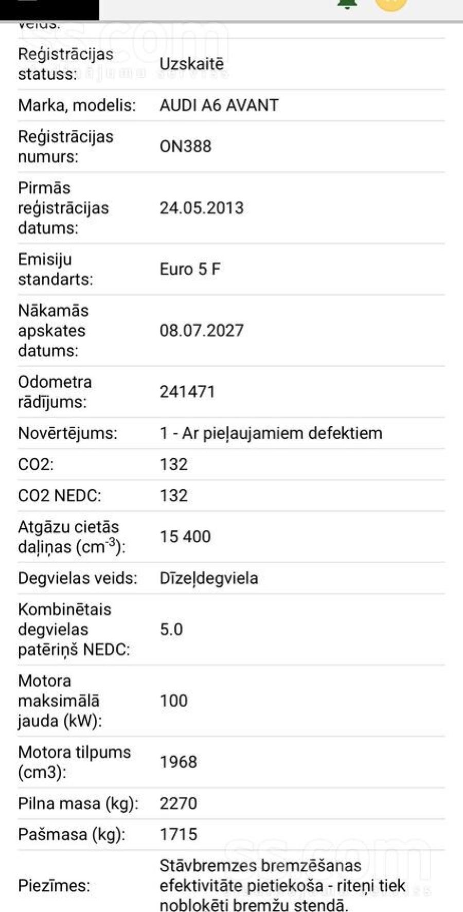 Brown Audi A6 2013 in Riga, with an engine capacity of 2.00 L and mileage of 243 thousand km for 9500 €, photo 26 on AUTOMOTO.COM.LV