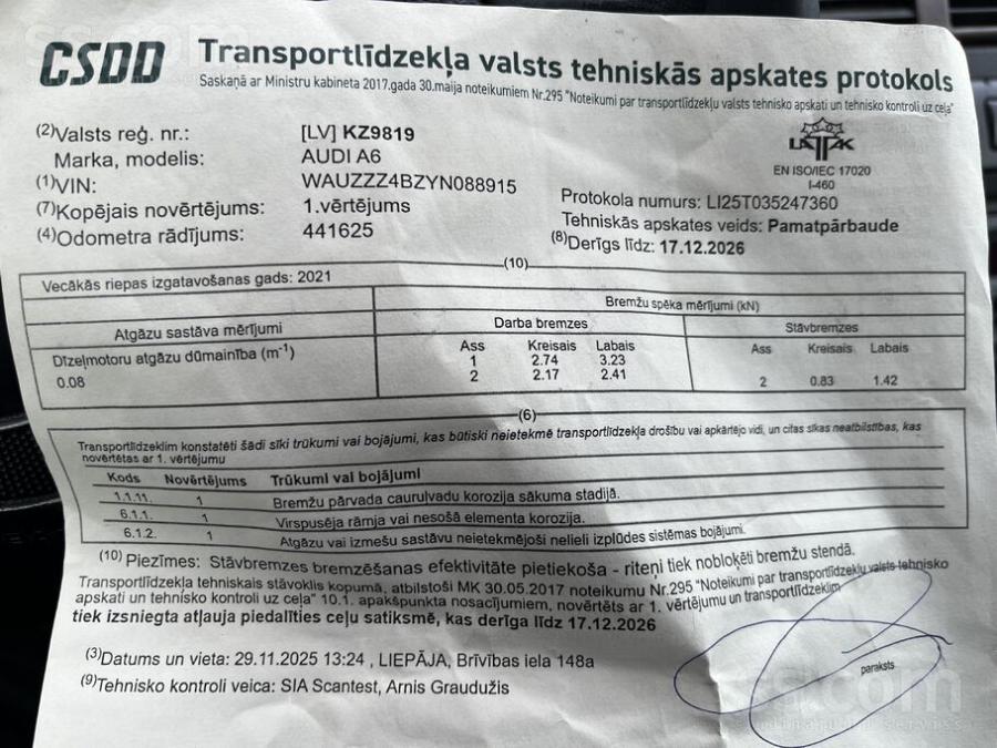 Зеленый Ауди А6 2000 в Лиепая, объемом двигателя 1.90 л и пробегом 449 тыс. км за 750 €, фото 11 на AUTOMOTO.COM.LV