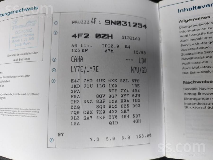 Zaļš Audi A6 2008 Cēsis, ar dzinēja tilpumu 2.00 L un nobraukumu 0 tūkst. km par 6950 €, foto 28 vietnē AUTOMOTO.COM.LV