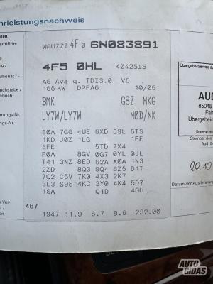 Серый Ауди А6 2005 в Вильнюс, объемом двигателя 3.00 л и пробегом 367 тыс. км за 2650 €, фото 15 на AUTOMOTO.COM.LV