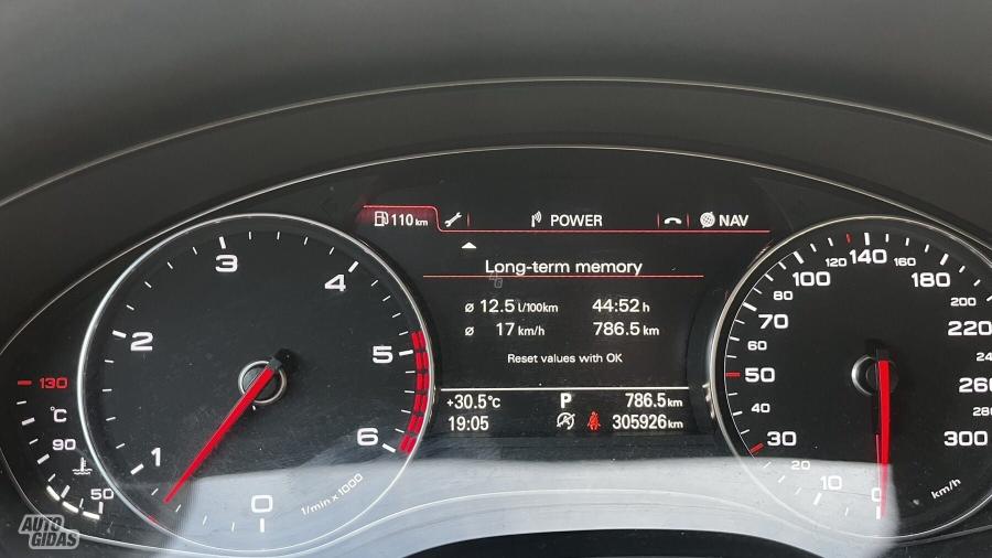 Grey Audi A6 2011 in Vilnius, with an engine capacity of 3.00 L and mileage of 306 thousand km for 9500 €, photo 9 on AUTOMOTO.COM.LV