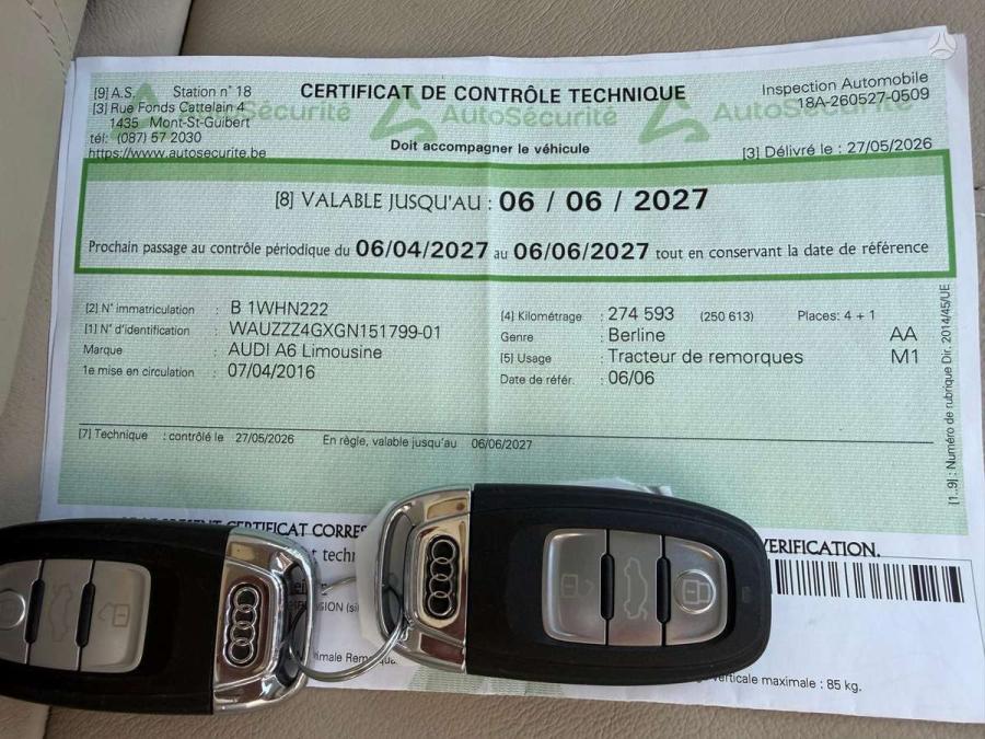 Pelēks Audi A6 2016 Raseiniai, ar dzinēja tilpumu 1.97 L un nobraukumu 276 tūkst. km par 10500 €, foto 24 vietnē AUTOMOTO.COM.LV