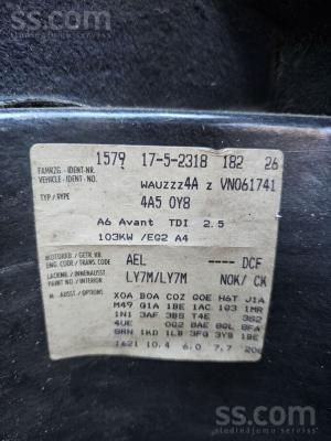 Pelēks Audi A6 1997 Alūksne, ar dzinēja tilpumu 2.50 L un nobraukumu 407 tūkst. km par 1750 €, foto 16 vietnē AUTOMOTO.COM.LV