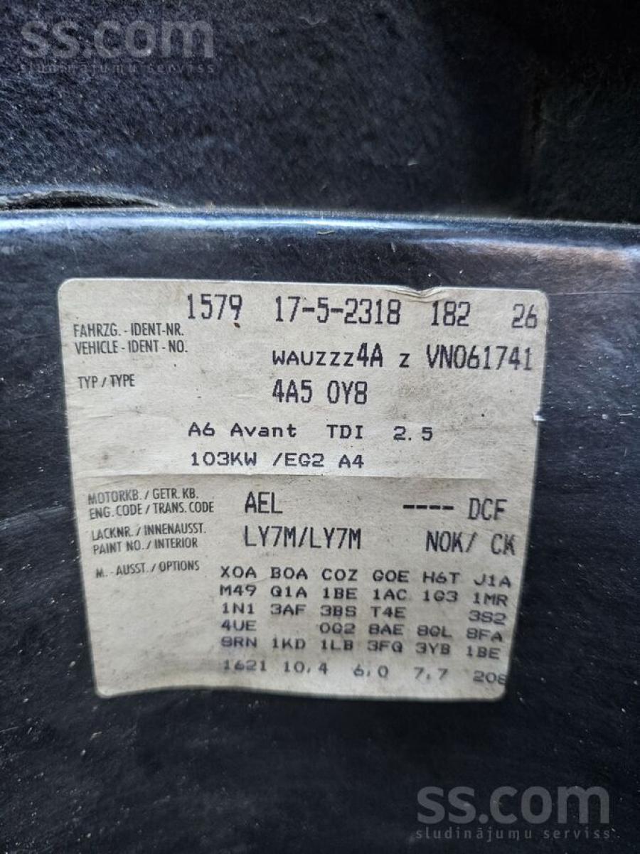 Pelēks Audi A6 1997 Alūksne, ar dzinēja tilpumu 2.50 L un nobraukumu 407 tūkst. km par 1750 €, foto 16 vietnē AUTOMOTO.COM.LV
