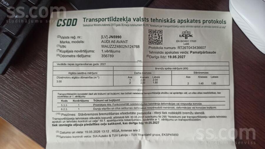 Grey Audi A6 2002 in Riga, with an engine capacity of 1.90 L and mileage of 360 thousand km for 1500 €, photo 9 on AUTOMOTO.COM.LV