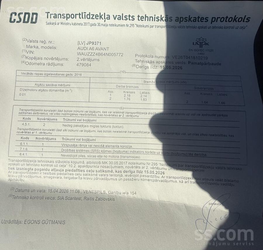 Pelēks Audi A6 2003 Ventspils, ar dzinēja tilpumu 1.90 L un nobraukumu 488 tūkst. km par 1500 €, foto 7 vietnē AUTOMOTO.COM.LV