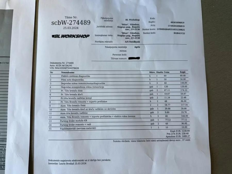 Серый Ауди А6 2005 в Рига, объемом двигателя 3.00 л и пробегом 341 тыс. км за 3490 €, фото 11 на AUTOMOTO.COM.LV