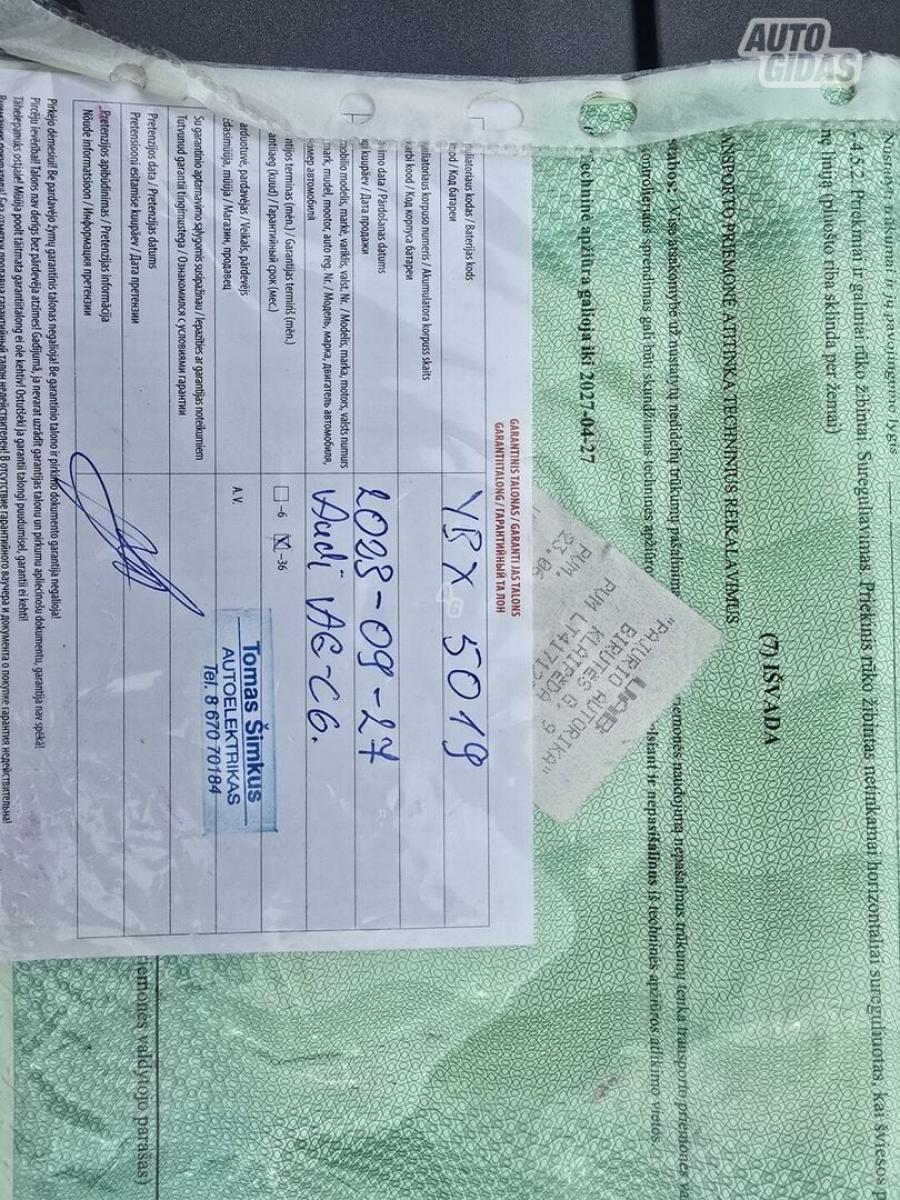 Pelēks Audi A6 2005 Šilutė, ar dzinēja tilpumu 2.70 L un nobraukumu 286 tūkst. km par 2300 €, foto 13 vietnē AUTOMOTO.COM.LV