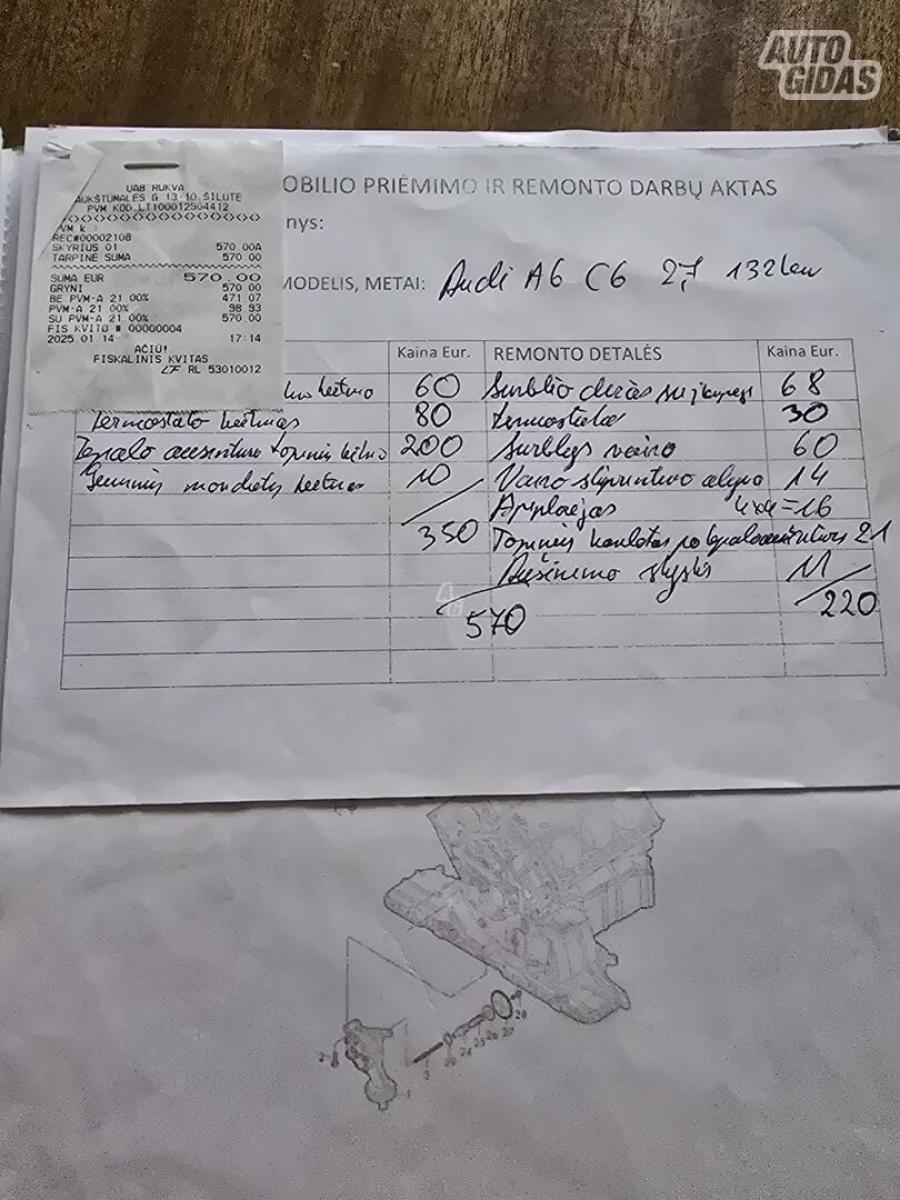 Pelēks Audi A6 2005 Šilutė, ar dzinēja tilpumu 2.70 L un nobraukumu 286 tūkst. km par 2300 €, foto 20 vietnē AUTOMOTO.COM.LV