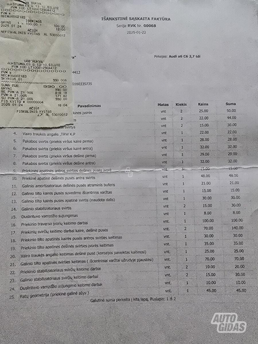 Pelēks Audi A6 2005 Šilutė, ar dzinēja tilpumu 2.70 L un nobraukumu 286 tūkst. km par 2300 €, foto 21 vietnē AUTOMOTO.COM.LV