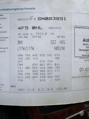 Серый Ауди А6 2005 в Вильнюс, объемом двигателя 2.97 л и пробегом 367 тыс. км за 2650 €, фото 27 на AUTOMOTO.COM.LV