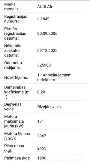 Pelēks Audi A6 2006 Rīga, ar dzinēja tilpumu 3.00 L un nobraukumu 0 tūkst. km par 3999 €, foto 16 vietnē AUTOMOTO.COM.LV