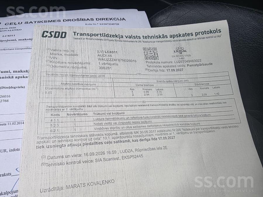 Pelēks Audi A6 2006 Ludza, ar dzinēja tilpumu 3.00 L un nobraukumu 399 tūkst. km par 2350 €, foto 8 vietnē AUTOMOTO.COM.LV