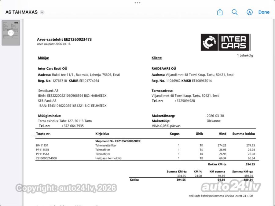 Pelēks Audi A6 2007 Tartu, ar dzinēja tilpumu 3.00 L un nobraukumu 290 tūkst. km par 3450 €, foto 3 vietnē AUTOMOTO.COM.LV