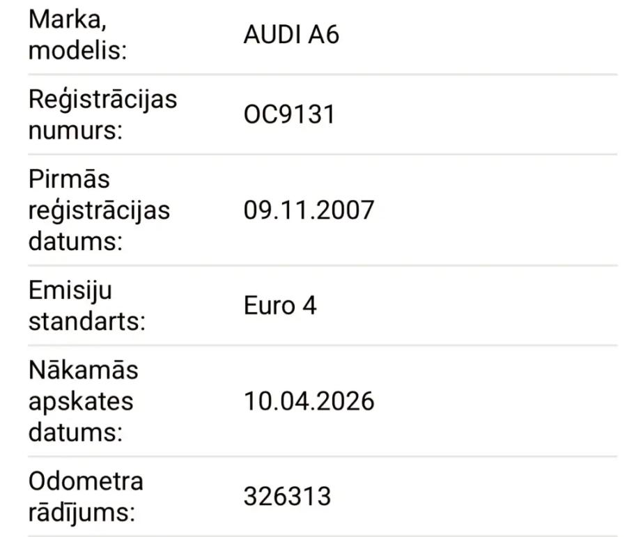 Pelēks Audi A6 2007 Rīga, ar dzinēja tilpumu 3.00 L un nobraukumu 326 tūkst. km par 5490 €, foto 38 vietnē AUTOMOTO.COM.LV