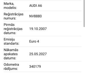 Pelēks Audi A6 2007 Rīga, ar dzinēja tilpumu 3.00 L un nobraukumu 341 tūkst. km par 3690 €, foto 28 vietnē AUTOMOTO.COM.LV