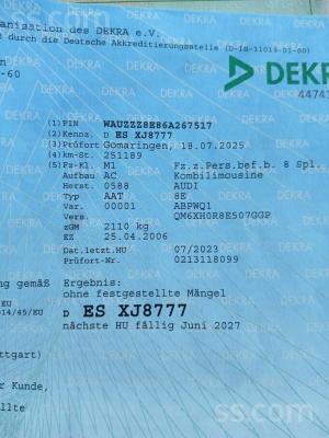 Pelēks Audi A6 2007 Ludza, ar dzinēja tilpumu 2.00 L un nobraukumu 262 tūkst. km par 4290 €, foto 21 vietnē AUTOMOTO.COM.LV