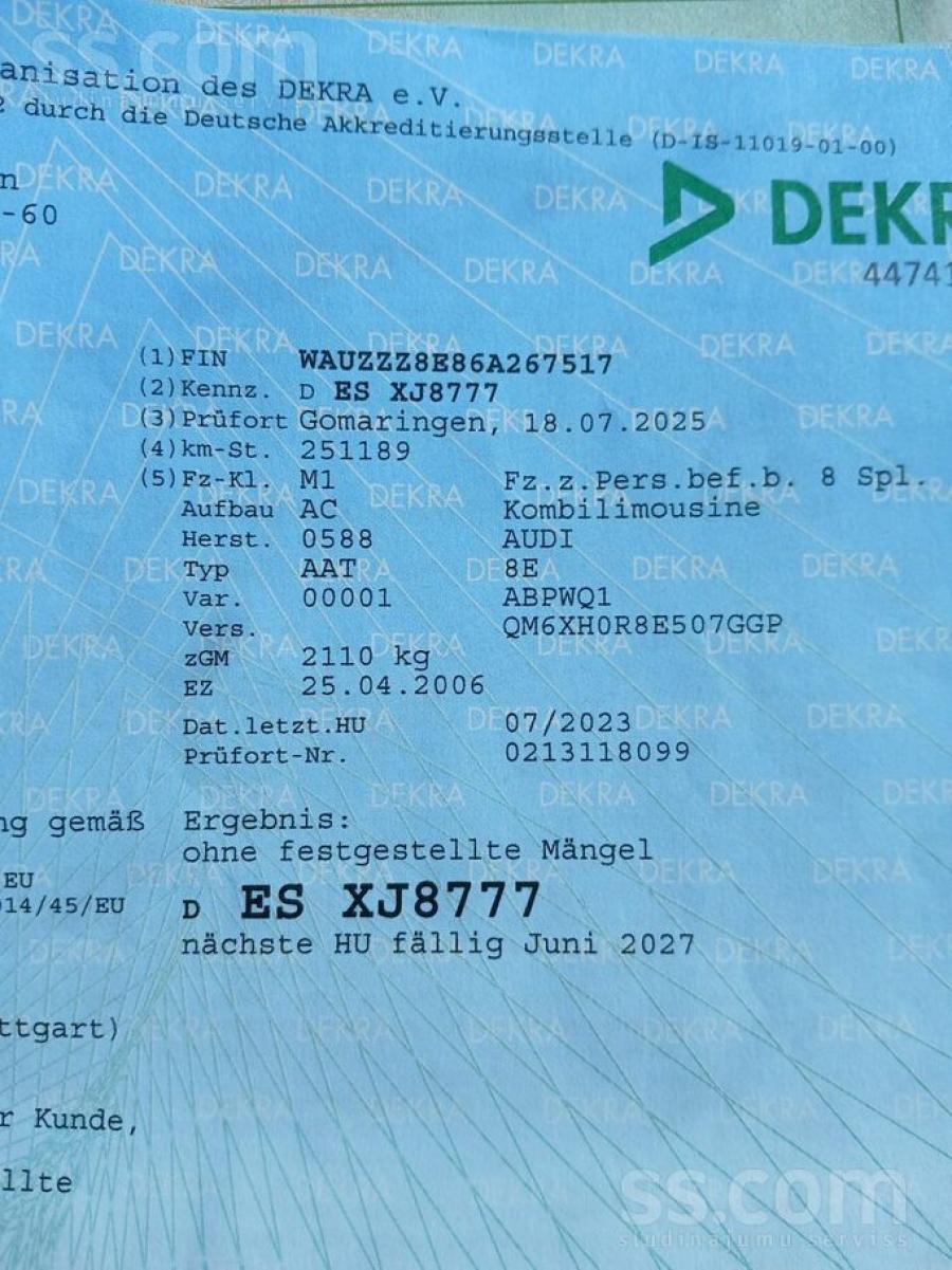 Pelēks Audi A6 2007 Ludza, ar dzinēja tilpumu 2.00 L un nobraukumu 262 tūkst. km par 4290 €, foto 21 vietnē AUTOMOTO.COM.LV