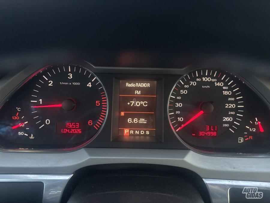 Grey Audi A6 2008 in Vilnius, with an engine capacity of 3.00 L and mileage of 305 thousand km for 3700 €, photo 10 on AUTOMOTO.COM.LV