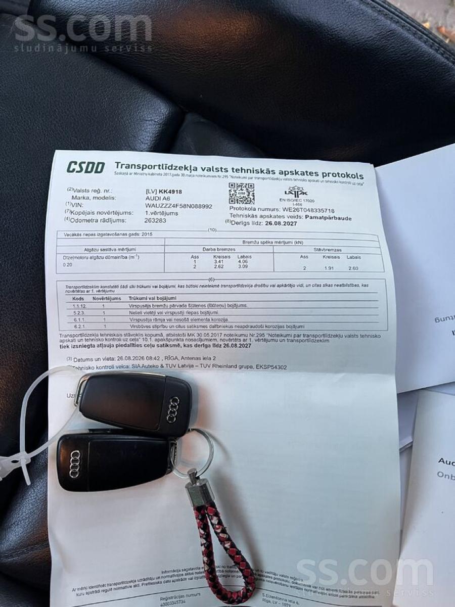 Серый Ауди А6 2008 в Елгава, объемом двигателя 3.00 л и пробегом 263 тыс. км за 3850 €, фото 14 на AUTOMOTO.COM.LV