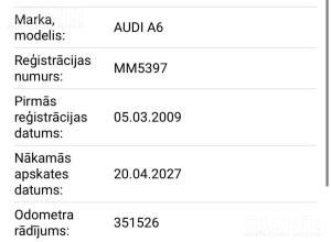 Grey Audi A6 2009 in Riga, with an engine capacity of 3.00 L and mileage of 352 thousand km for 4990 €, photo 27 on AUTOMOTO.COM.LV