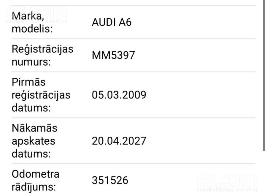 Grey Audi A6 2009 in Riga, with an engine capacity of 3.00 L and mileage of 352 thousand km for 4990 €, photo 27 on AUTOMOTO.COM.LV
