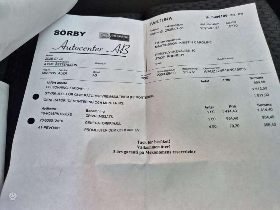Серый Ауди А6 2009 в Утена, объемом двигателя 1.97 л и пробегом 250 тыс. км за 5490 €, фото 36 на AUTOMOTO.COM.LV