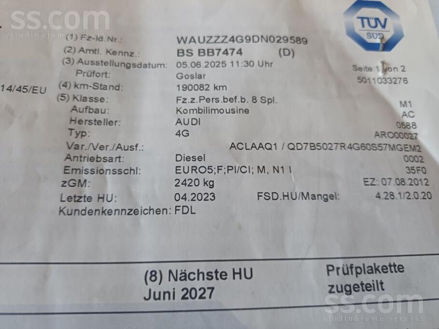 Pelēks Audi A6 2012 Rīga, ar dzinēja tilpumu 3.00 L un nobraukumu 202 tūkst. km par 9800 €, foto 23 vietnē AUTOMOTO.COM.LV