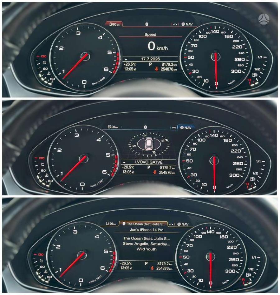 Grey Audi A6 2014 in Vilnius, with an engine capacity of 2.97 L and mileage of 255 thousand km for 10500 €, photo 36 on AUTOMOTO.COM.LV