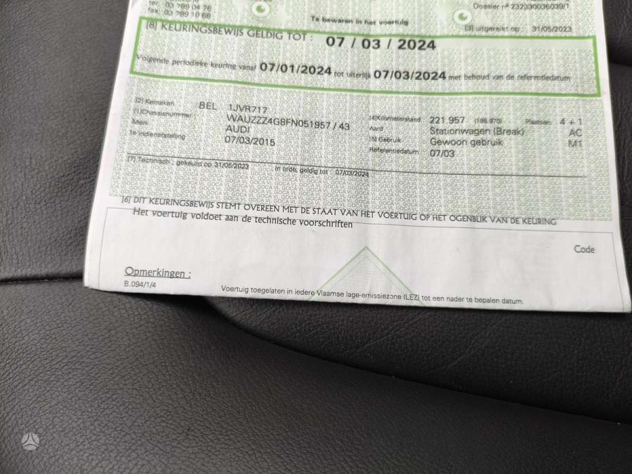 Grey Audi A6 2015 in Kaunas, with an engine capacity of 1.97 L and mileage of 235 thousand km for 10950 €, photo 19 on AUTOMOTO.COM.LV
