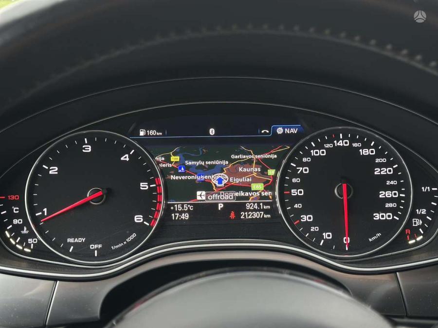Grey Audi A6 2015 in Kaunas, with an engine capacity of 1.97 L and mileage of 212 thousand km for 10450 €, photo 16 on AUTOMOTO.COM.LV