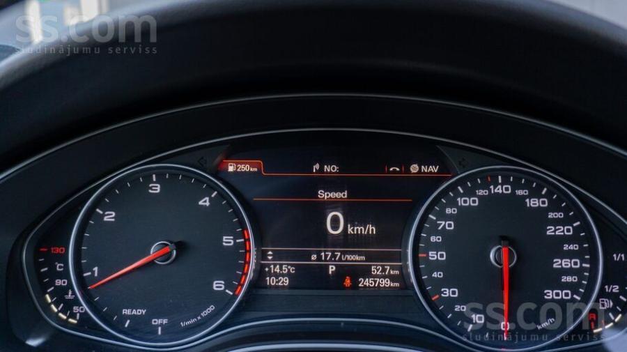 Grey Audi A6 2016 in Riga, with an engine capacity of 3.00 L and mileage of 246 thousand km for 13990 €, photo 24 on AUTOMOTO.COM.LV
