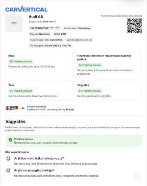 Серый Ауди А6 2017 в Пренай, объемом двигателя 1.97 л и пробегом 276 тыс. км за 13200 €, фото 43 на AUTOMOTO.COM.LV