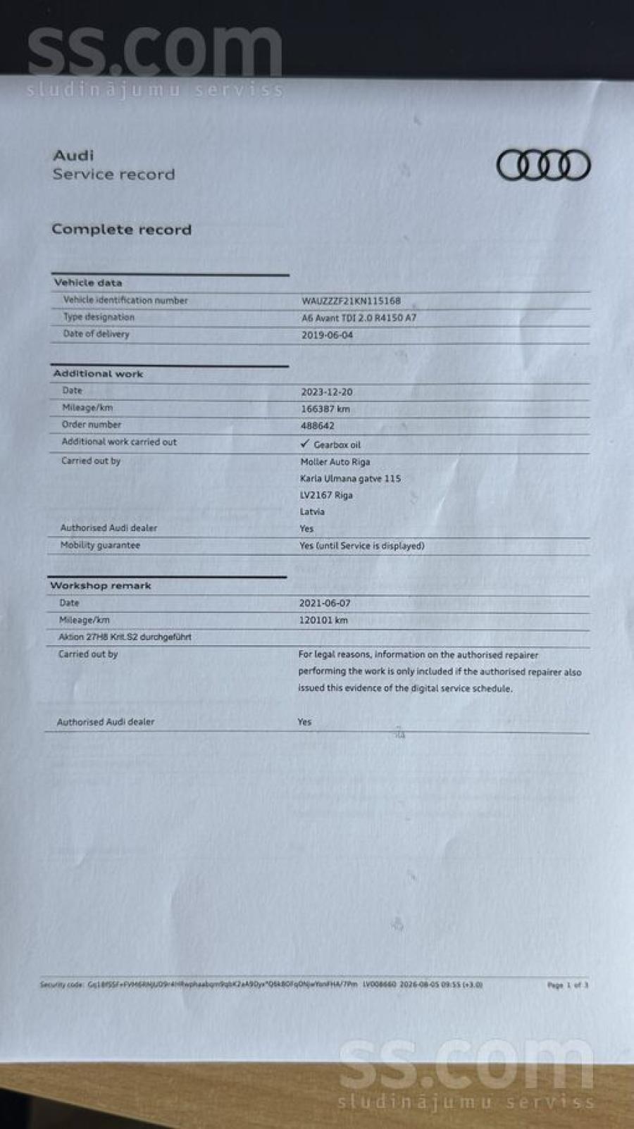Серый Ауди А6 2019 в Рига, объемом двигателя 2.00 л и пробегом 200 тыс. км за 19500 €, фото 16 на AUTOMOTO.COM.LV