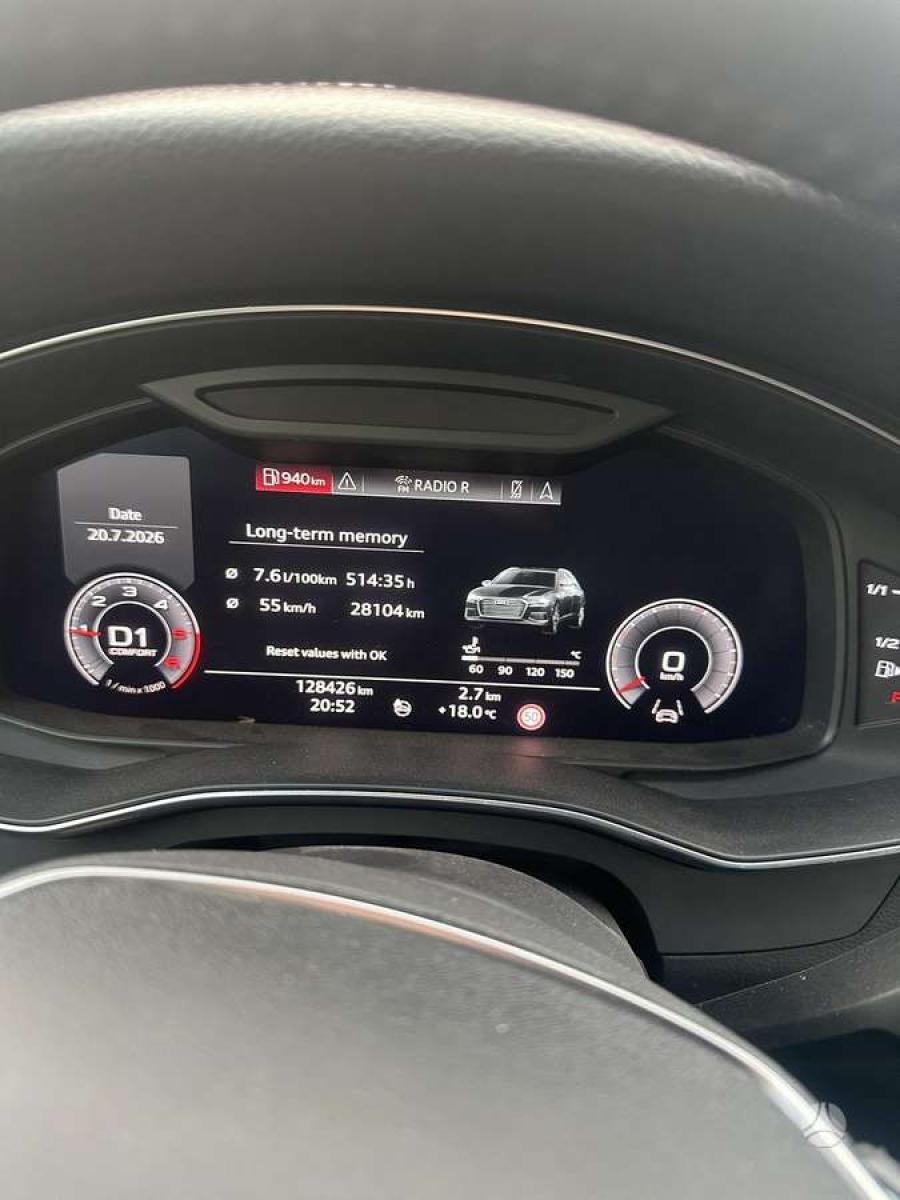 Grey Audi A6 2019 in Vilnius, with an engine capacity of 2.97 L and mileage of 128 thousand km for 22300 €, photo 18 on AUTOMOTO.COM.LV