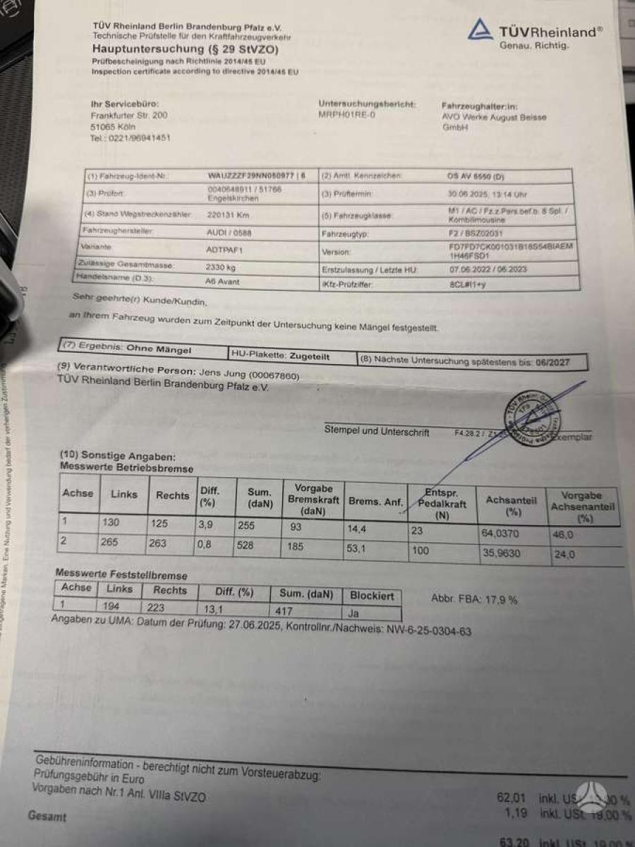 Серый Ауди А6 2022 в Клайпеда, объемом двигателя 1.97 л и пробегом 243 тыс. км за 23950 €, фото 31 на AUTOMOTO.COM.LV