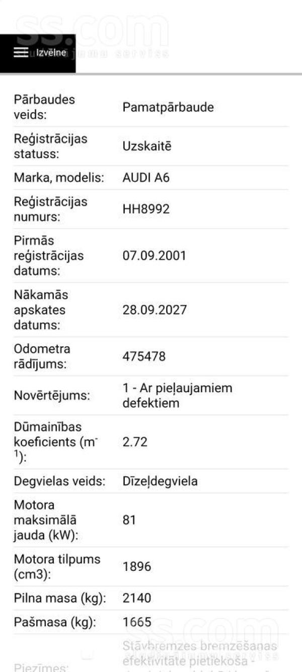 Красный Ауди А6 2001 в Балви, объемом двигателя 1.90 л и пробегом 475 тыс. км за 2150 €, фото 11 на AUTOMOTO.COM.LV