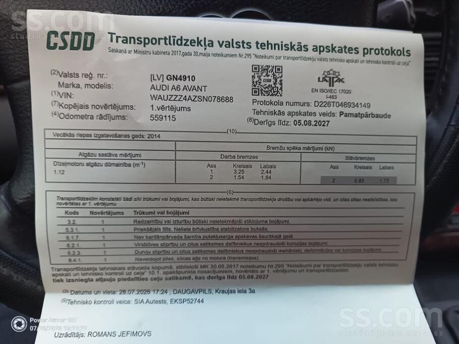 Красный Ауди А6 1995 в Даугавпилс, объемом двигателя 1.90 л и пробегом 559 тыс. км за 1300 €, фото 11 на AUTOMOTO.COM.LV